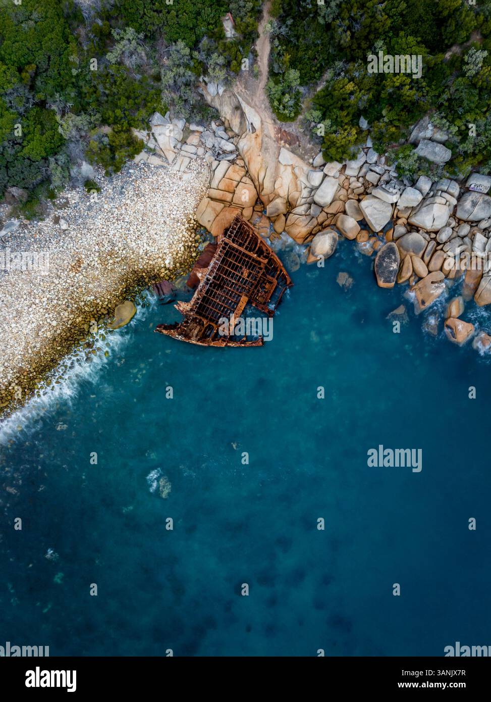 Aerial view of Antipolis shipwreck washed on shore Cape Town, South ...