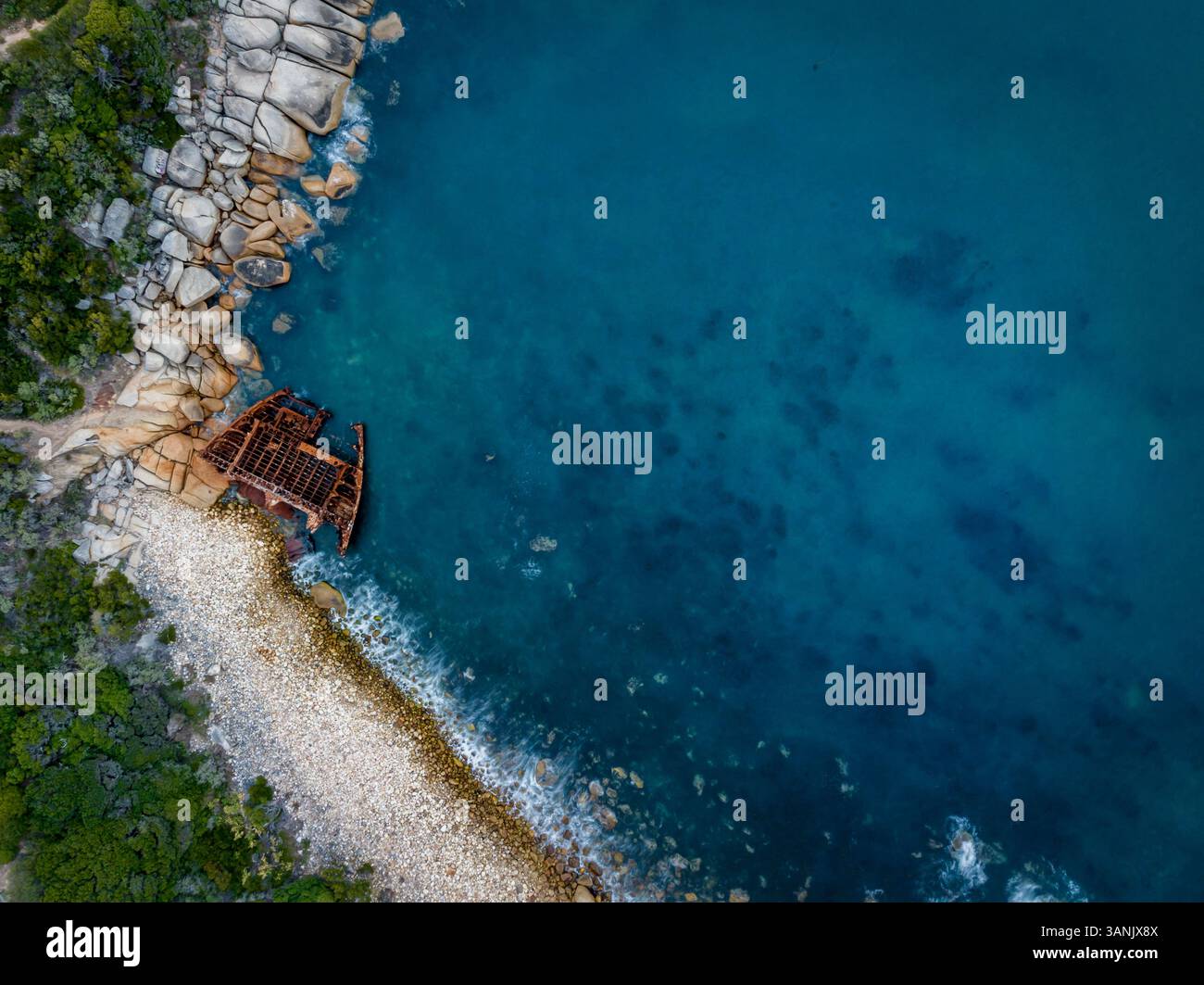 Aerial view of Antipolis shipwreck washed on shore Cape Town, South ...