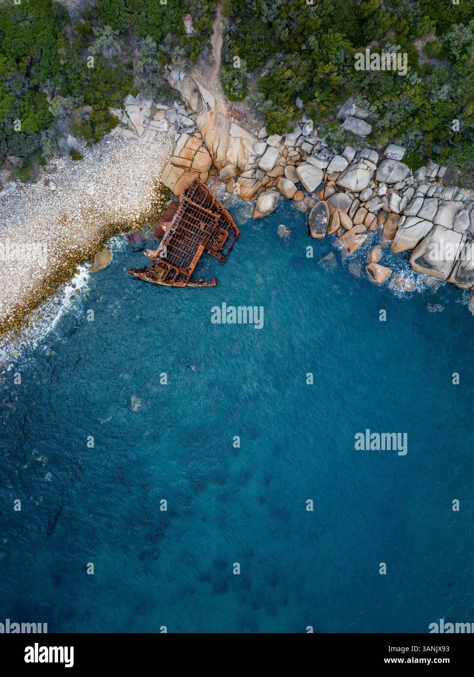 Aerial view of Antipolis shipwreck washed on shore Cape Town, South ...