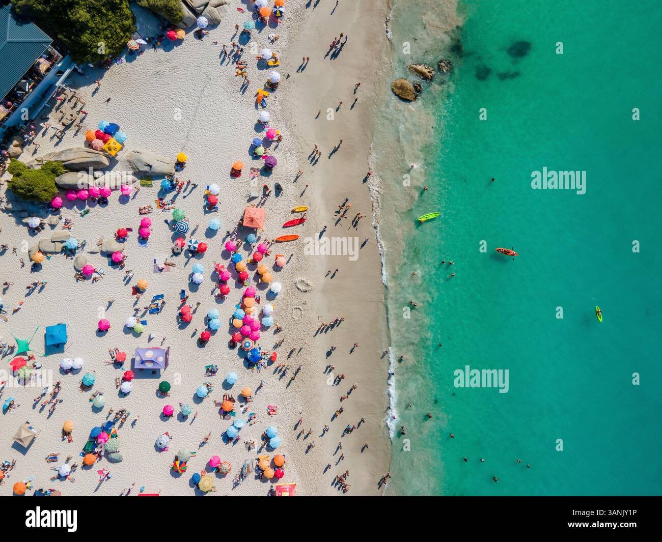 Aerial view of Clifton 4th pristine beach with white sand and blue ...