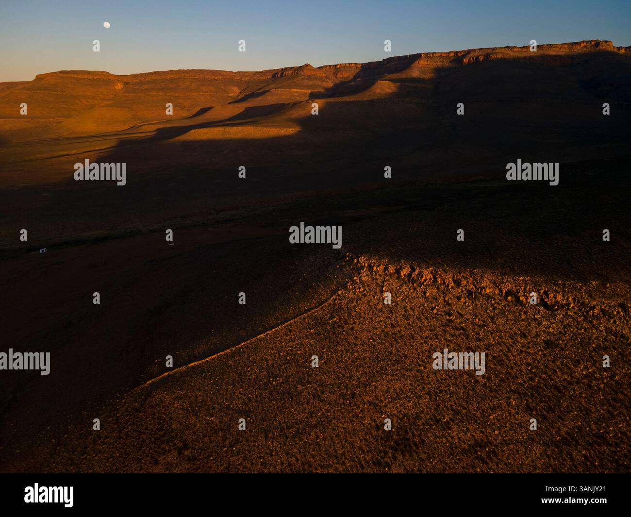 Aerial view of Cederberg full moon rising in the arid wilderness ...