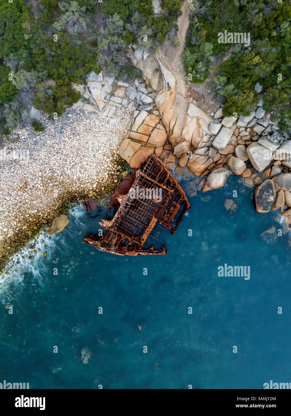 Aerial view of Antipolis shipwreck washed on shore Cape Town, South ...