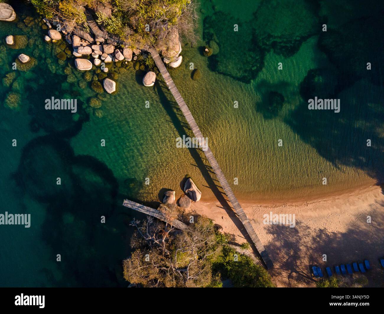 Aerial view of Mumbo Island Lake Malawi National Park, Salima, Malawi ...