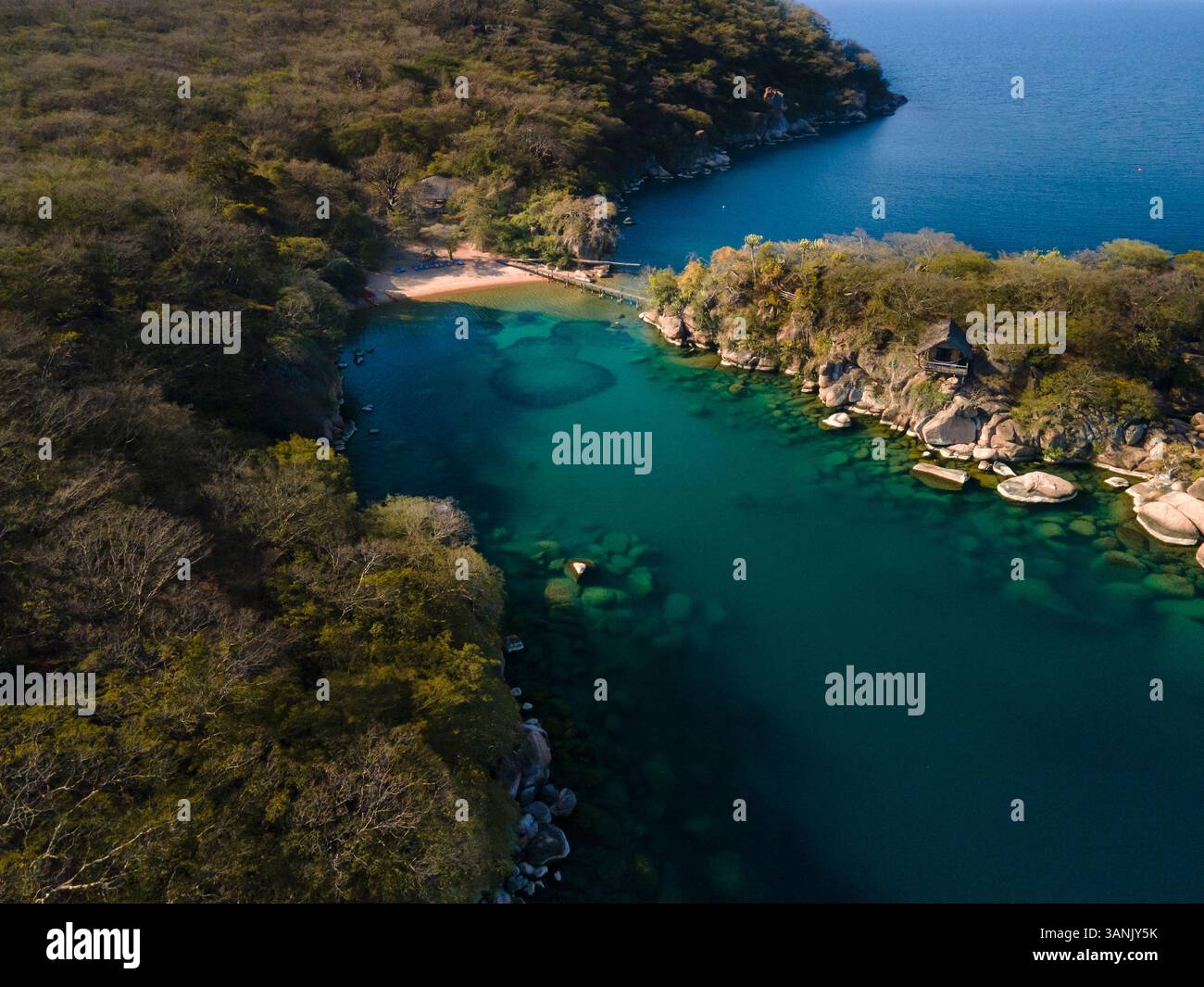 Aerial view of Mumbo Island Lake Malawi National Park, Salima, Malawi ...