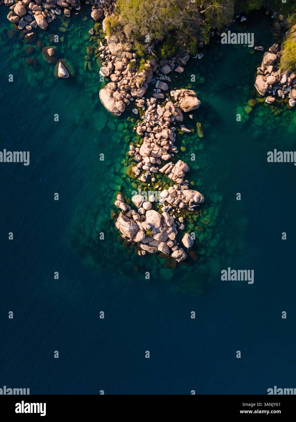 Aerial view of Mumbo Island Lake Malawi National Park, Salima, Malawi ...