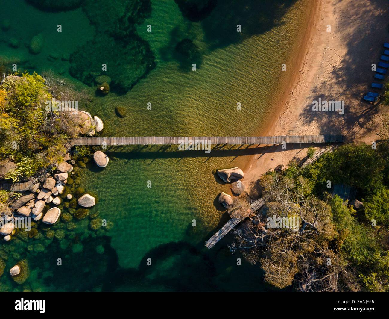Aerial view of Mumbo Island Lake Malawi National Park, Salima, Malawi ...