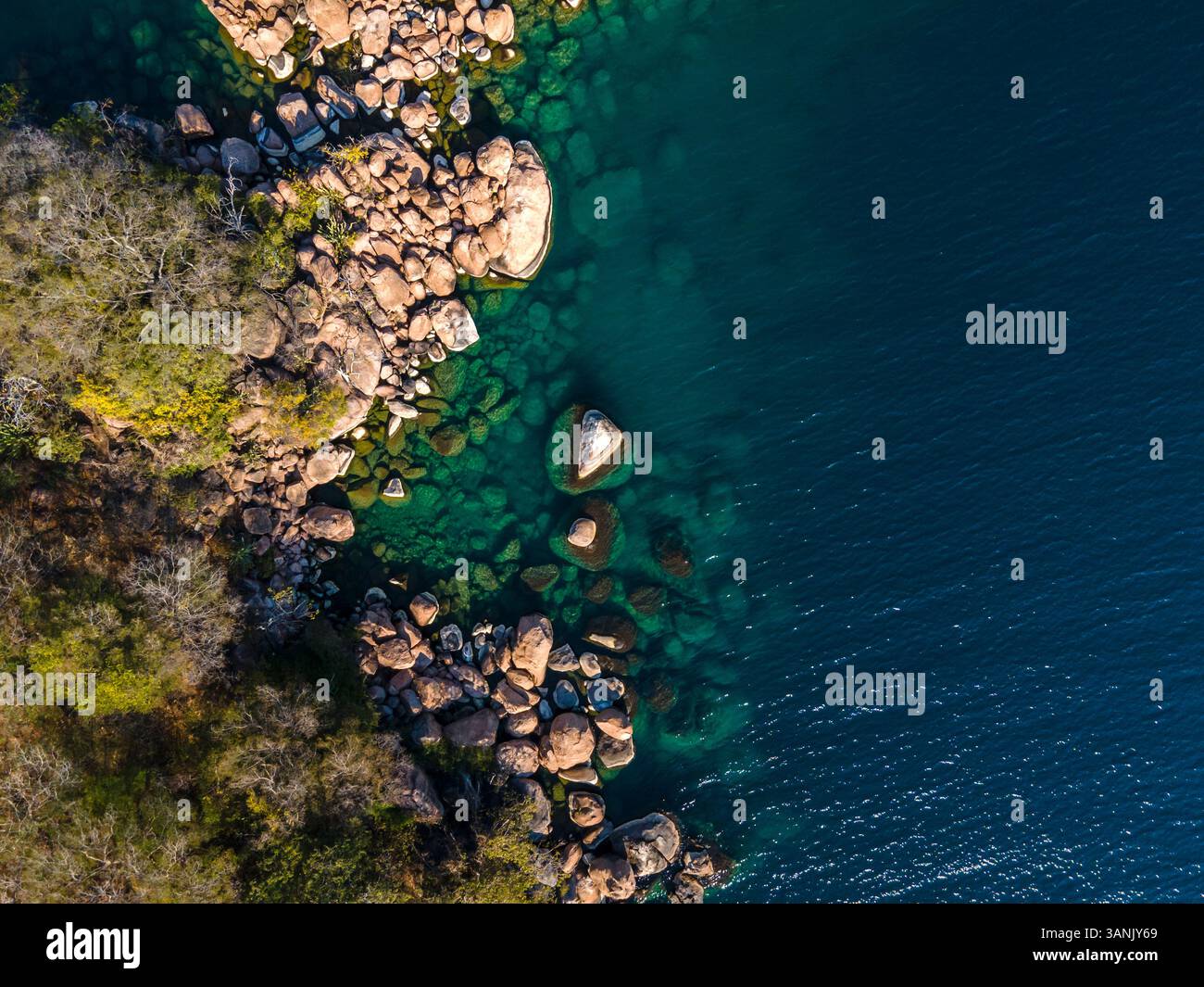 Aerial view of Mumbo Island Lake Malawi National Park, Salima, Malawi ...