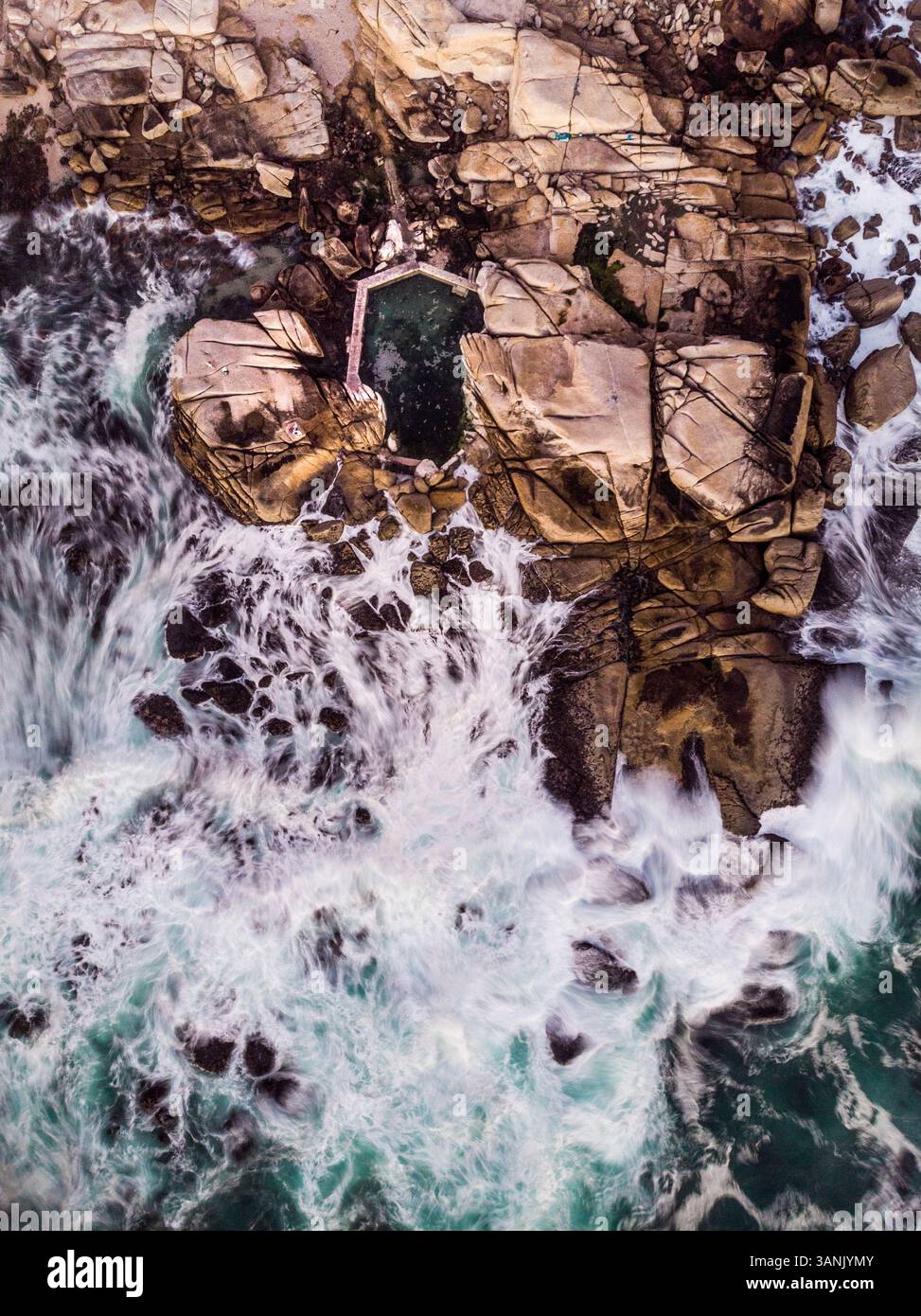 Aerial view of Saunders Rock tidal pool summer at Bantry Bay, Atlantic ...