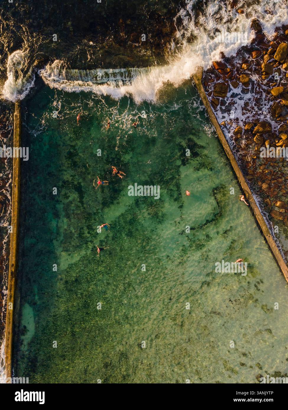 Aerial view of St James tidal pool in summertime, Cape Town, South ...