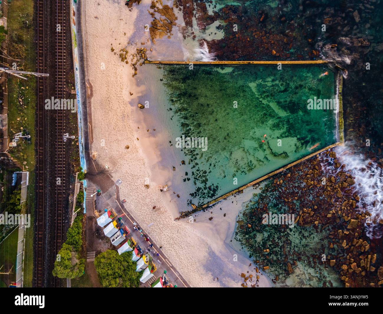 Aerial view of St James tidal pool in summertime, Cape Town, South ...