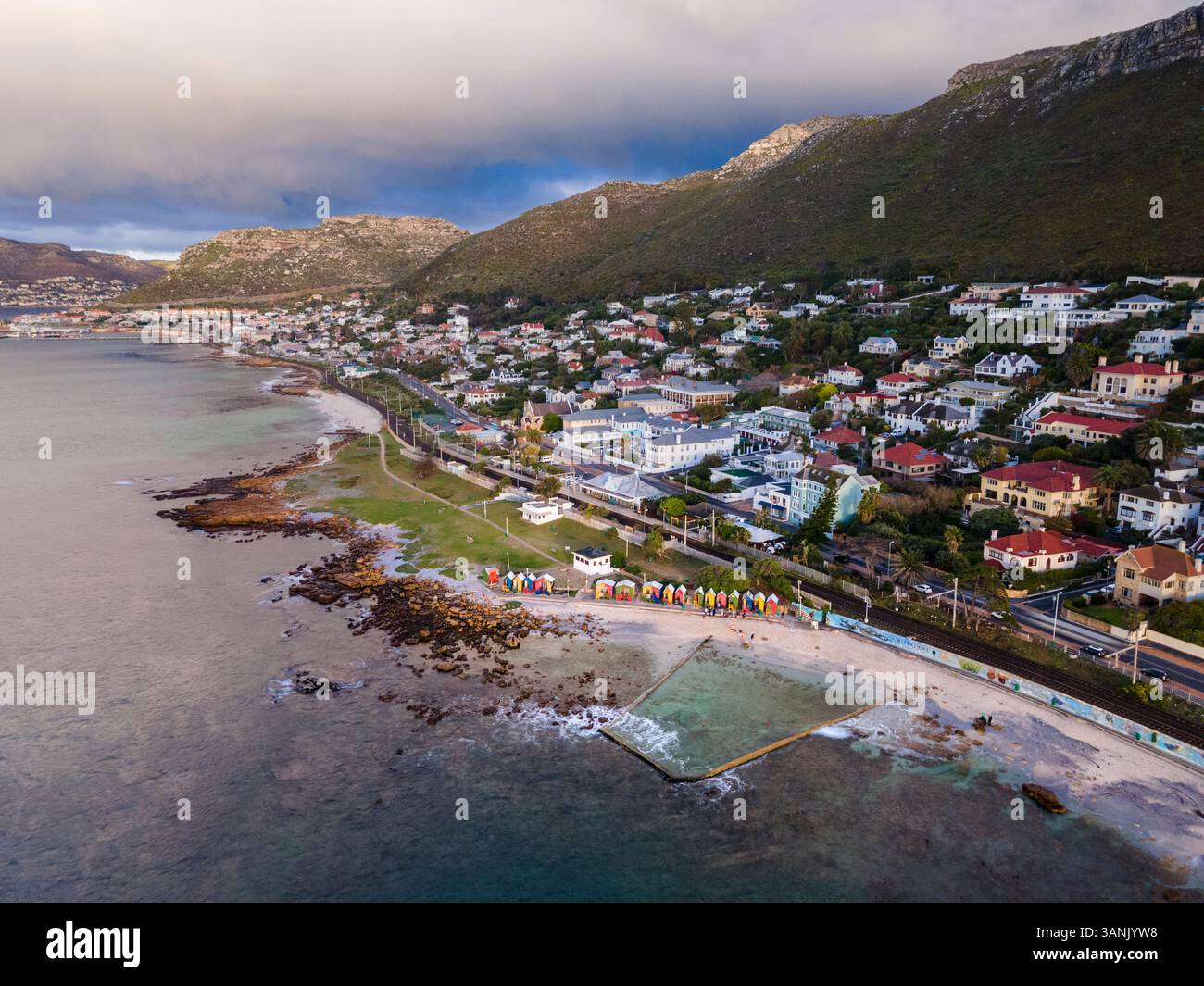 Aerial view of St James tidal pool in summertime, Cape Town, South ...