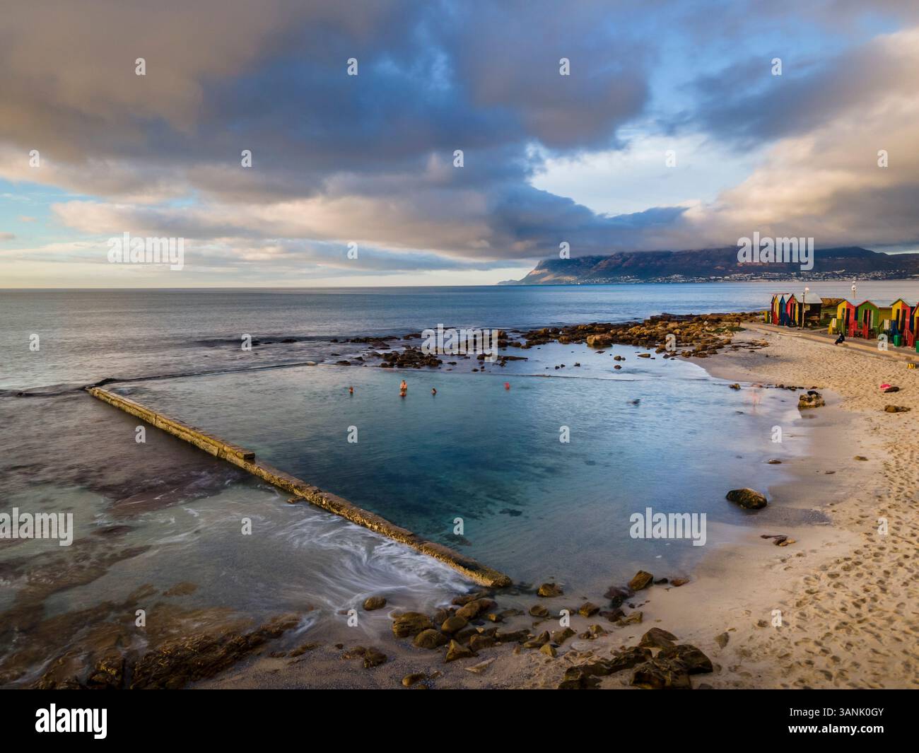 Aerial view of St James tidal pool in summertime, Cape Town, South ...
