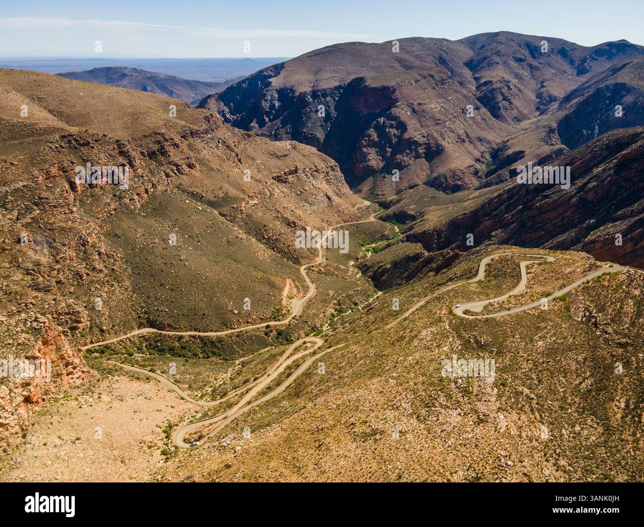 Aerial view of Swartberg Pass on the R328 run through the Swartberg ...