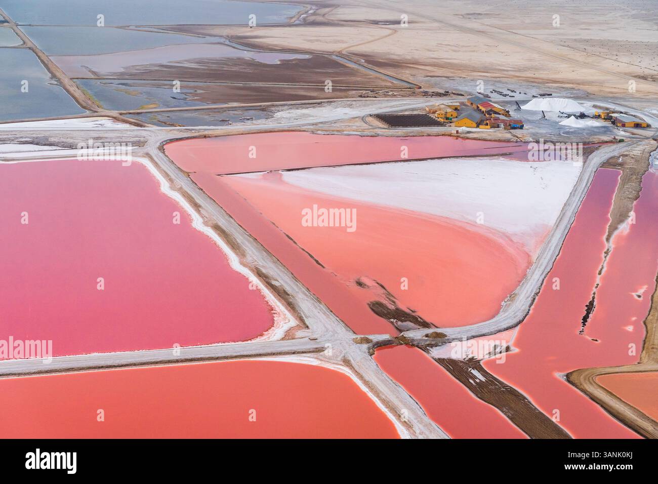 Aerial view of Swakopmund salt pan orange fields, Namibia Stock Photo ...