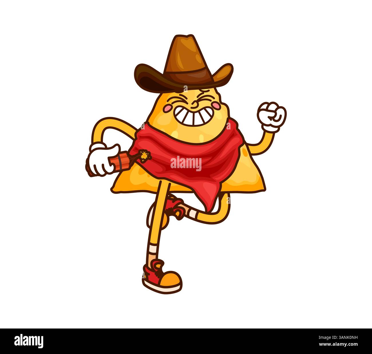 Wild West cowboy Mexican triangle nacho chip cartoon cute character ...