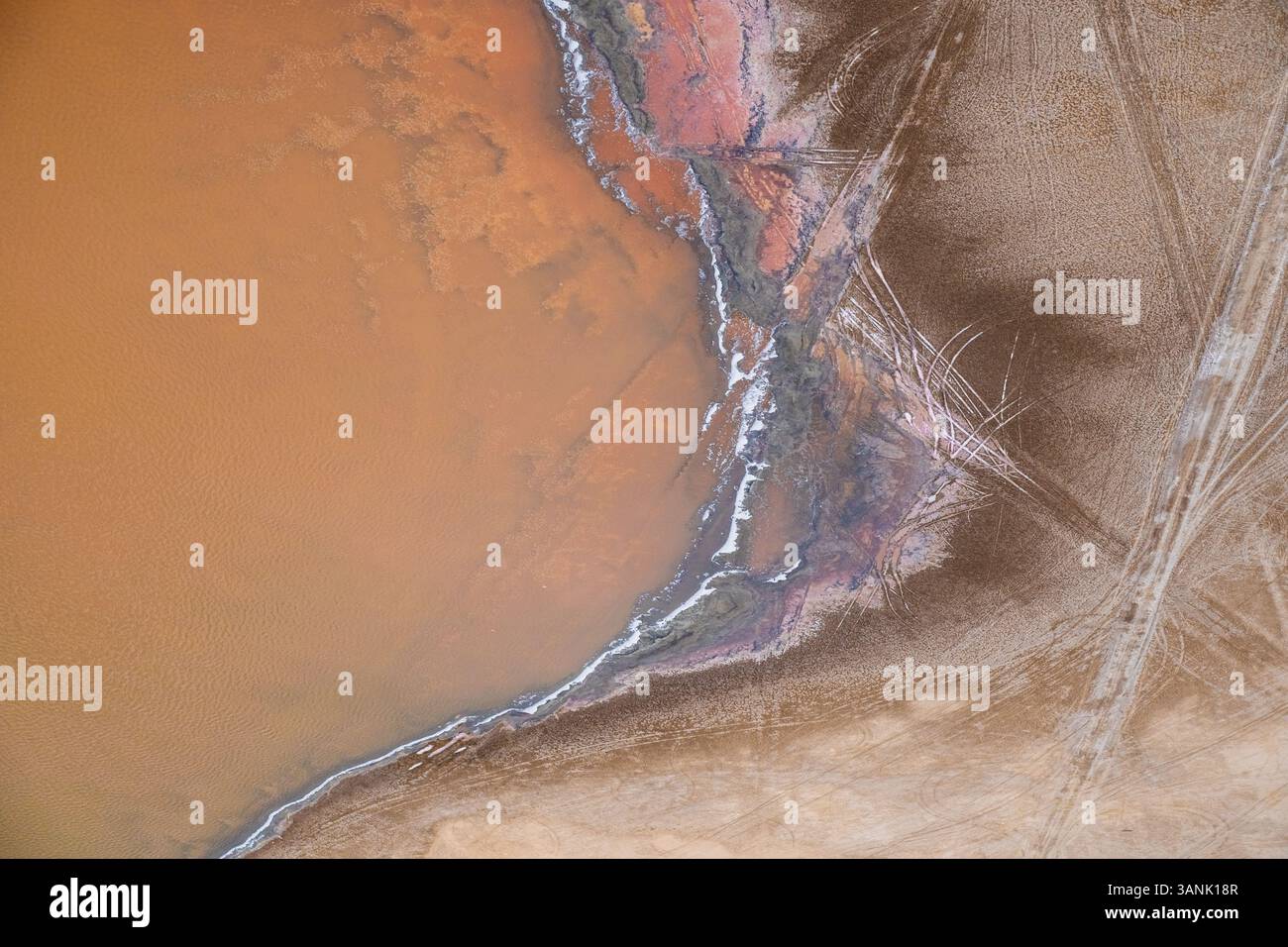 Aerial view of Swakopmund salt pan orange fields, Namibia Stock Photo ...