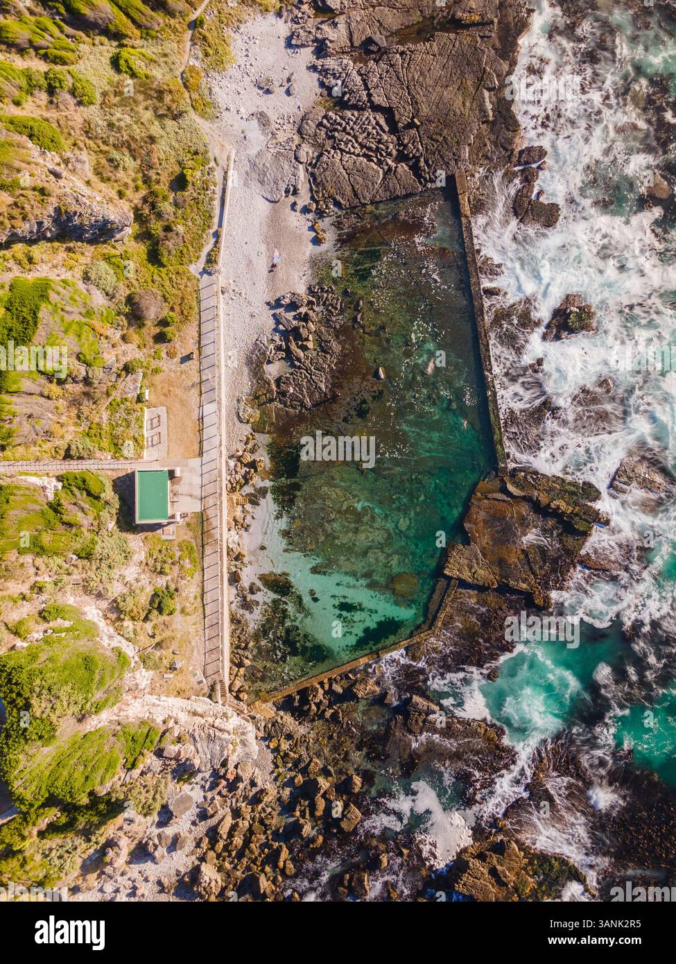 Aerial view of Hermanus tidal pool, Hermanus, South Africa Stock Photo ...