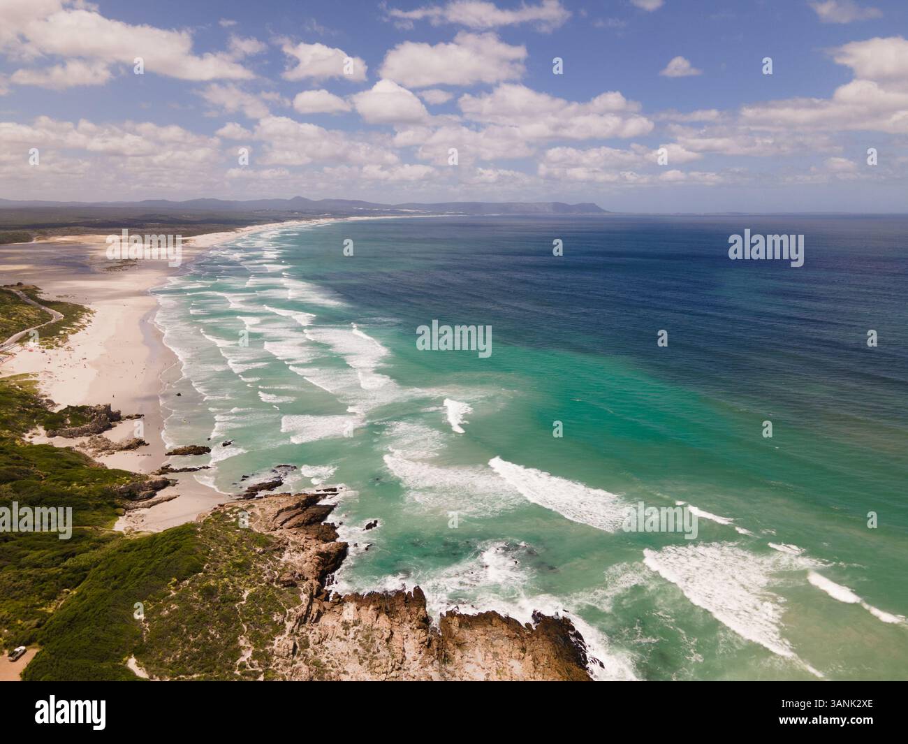 Aerial view of Hermanus with Blue Flag Grotto Beach and Walker Bay ...
