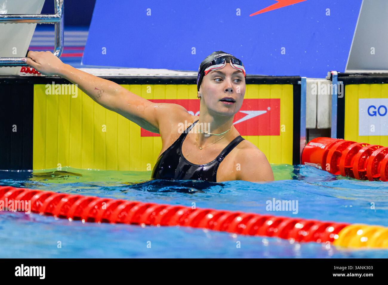LONDON, UNITED KINGDOM. 15 April, 25. Freya Colbert checks the result ...