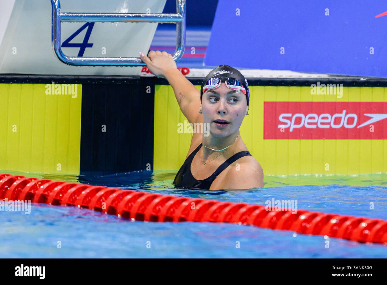 LONDON, UNITED KINGDOM. 15 April, 25. Freya Colbert checks the result ...