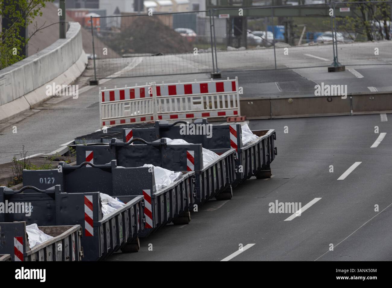 Berlin, Germany. 15th Apr, 2025. Containers of building rubble stand on ...