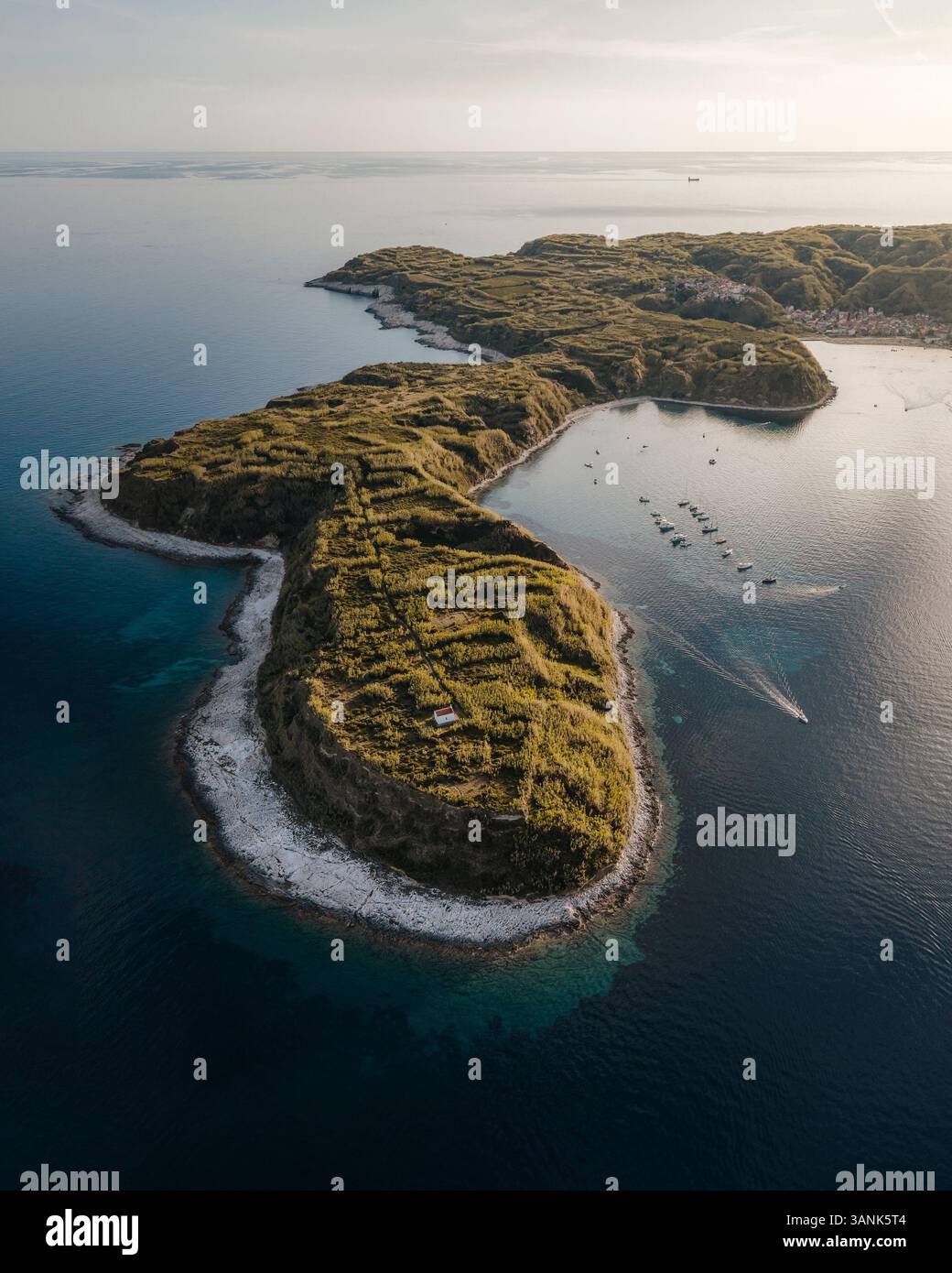 Aerial view of Susak Island in the Adriatic Sea, Primorje-Gorski Kotar ...