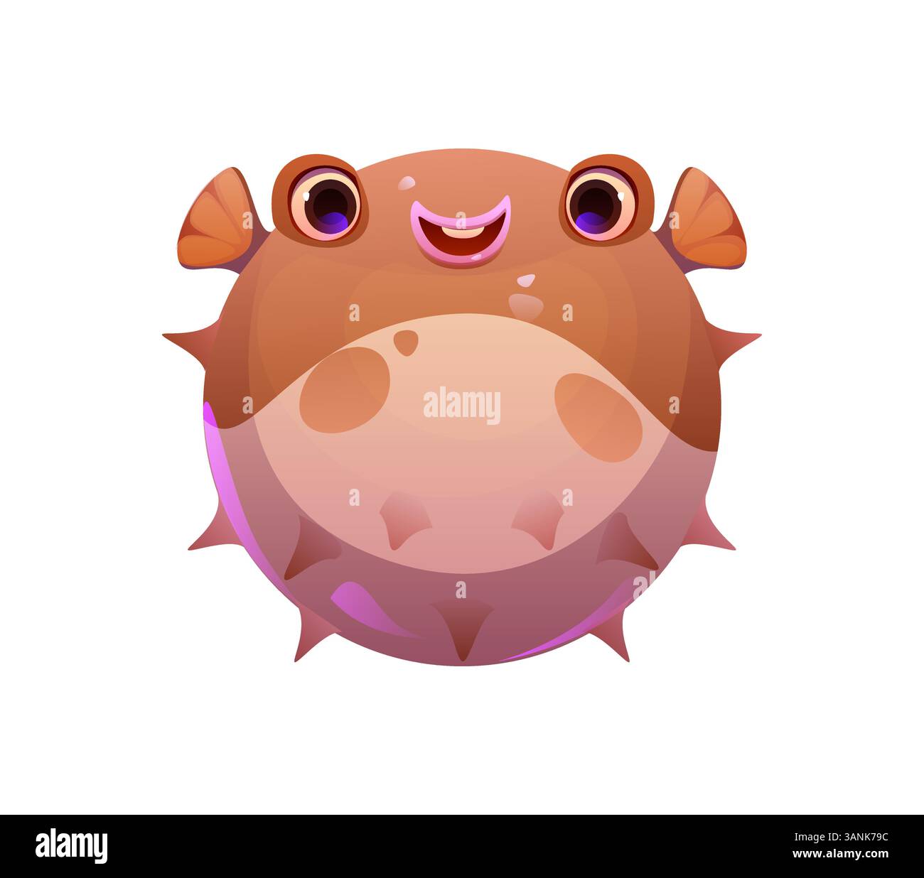 Cartoon underwater font puffer fish letter O. Aquatic nature animal ...