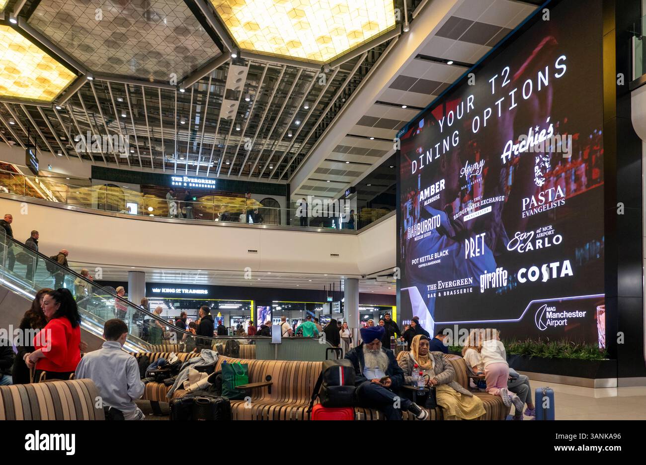 UK, England, Manchester Airport, Terminal 2 departure lounge ...