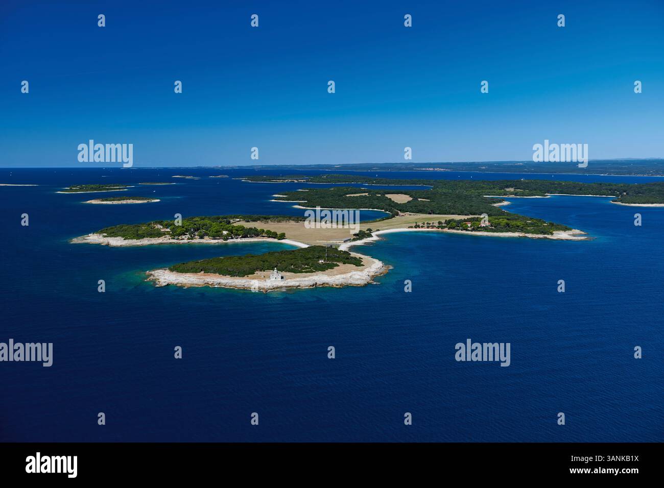 Aerial view of Brijuni Islands with Lighthouse, Istria, Croatia Stock ...