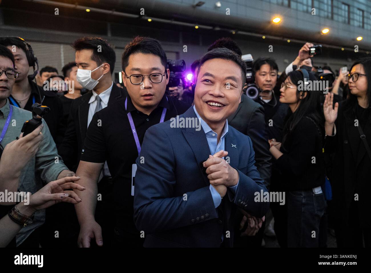 He Xiaopeng, chief executive office of XPeng Motors, arrives at the company's showcase event in ...