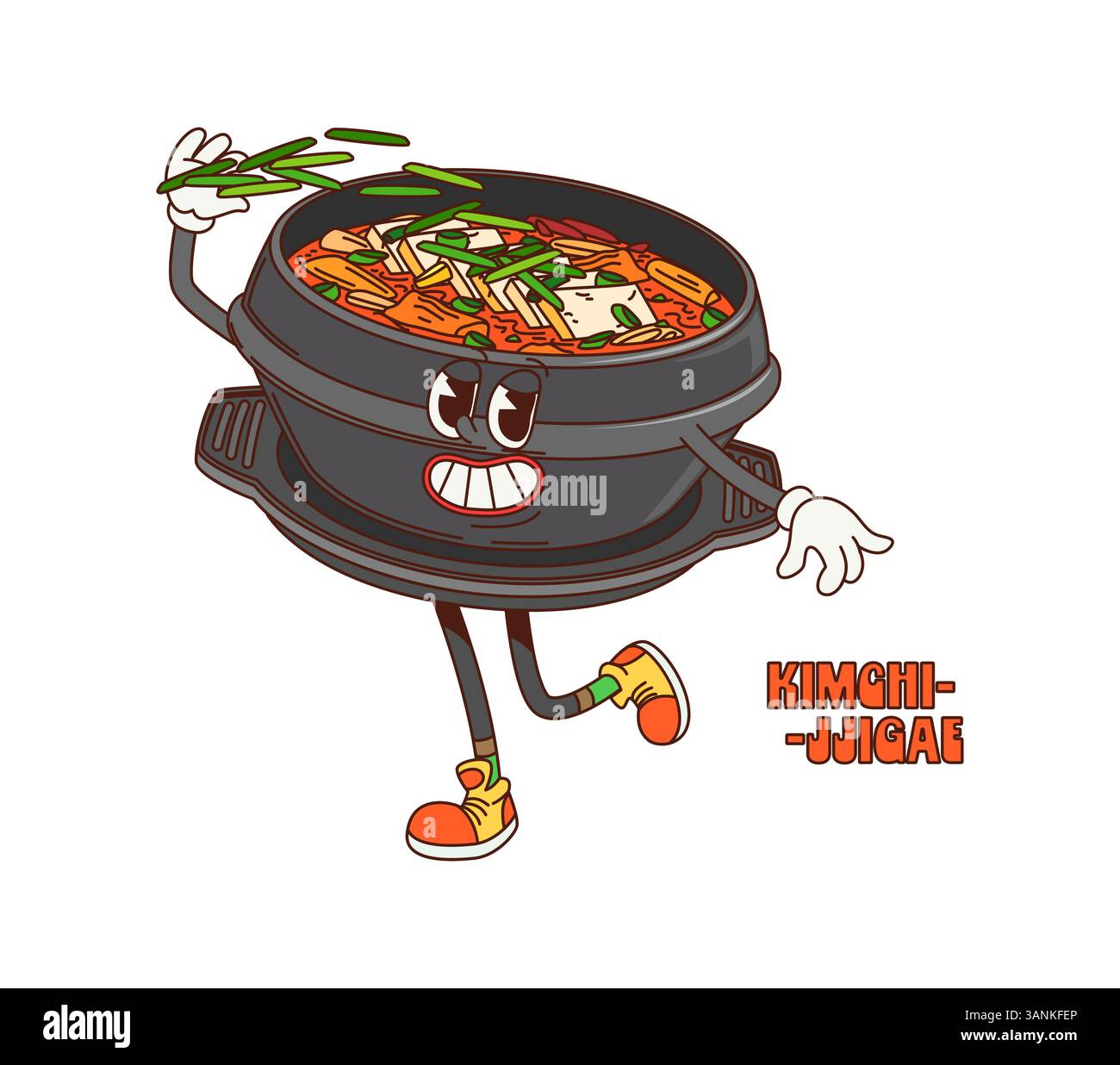 Korean cuisine cartoon dish character with funny face, vector Asian ...