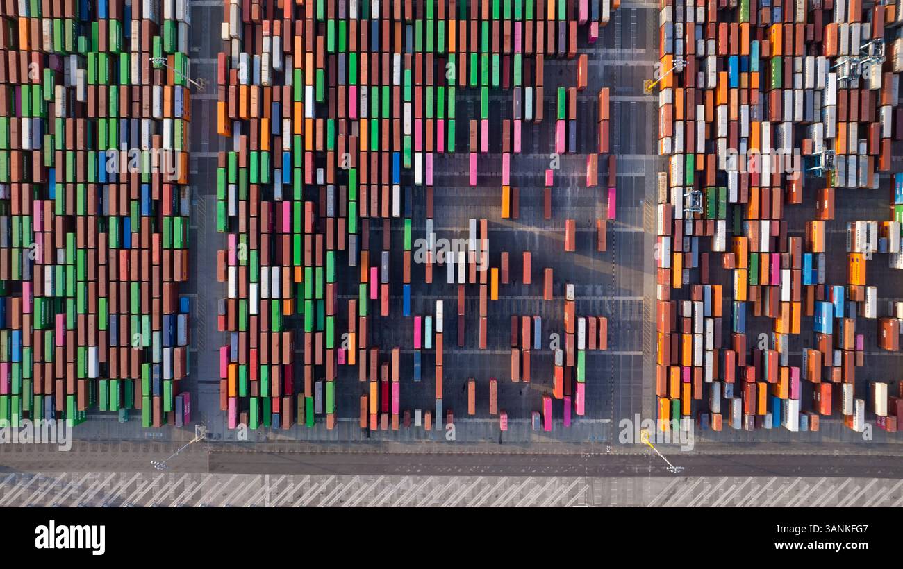 Aerial View of Long Island port harbor, in Los Angeles, USA Stock Photo ...