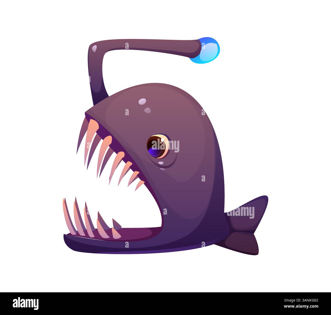 Cartoon underwater font anglerfish digit 5 five. Sea life mathematics ...