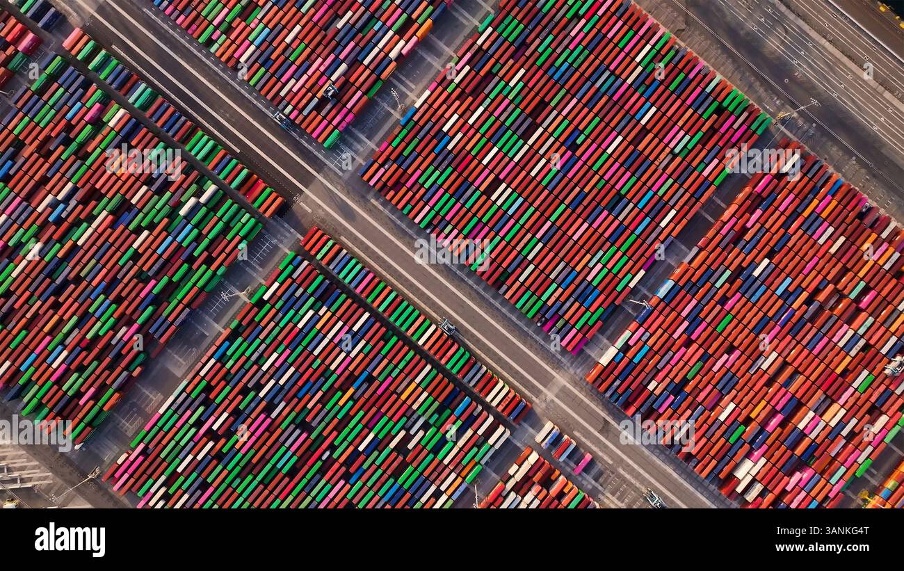Aerial View of Long Island port harbor, in Los Angeles, USA Stock Photo ...