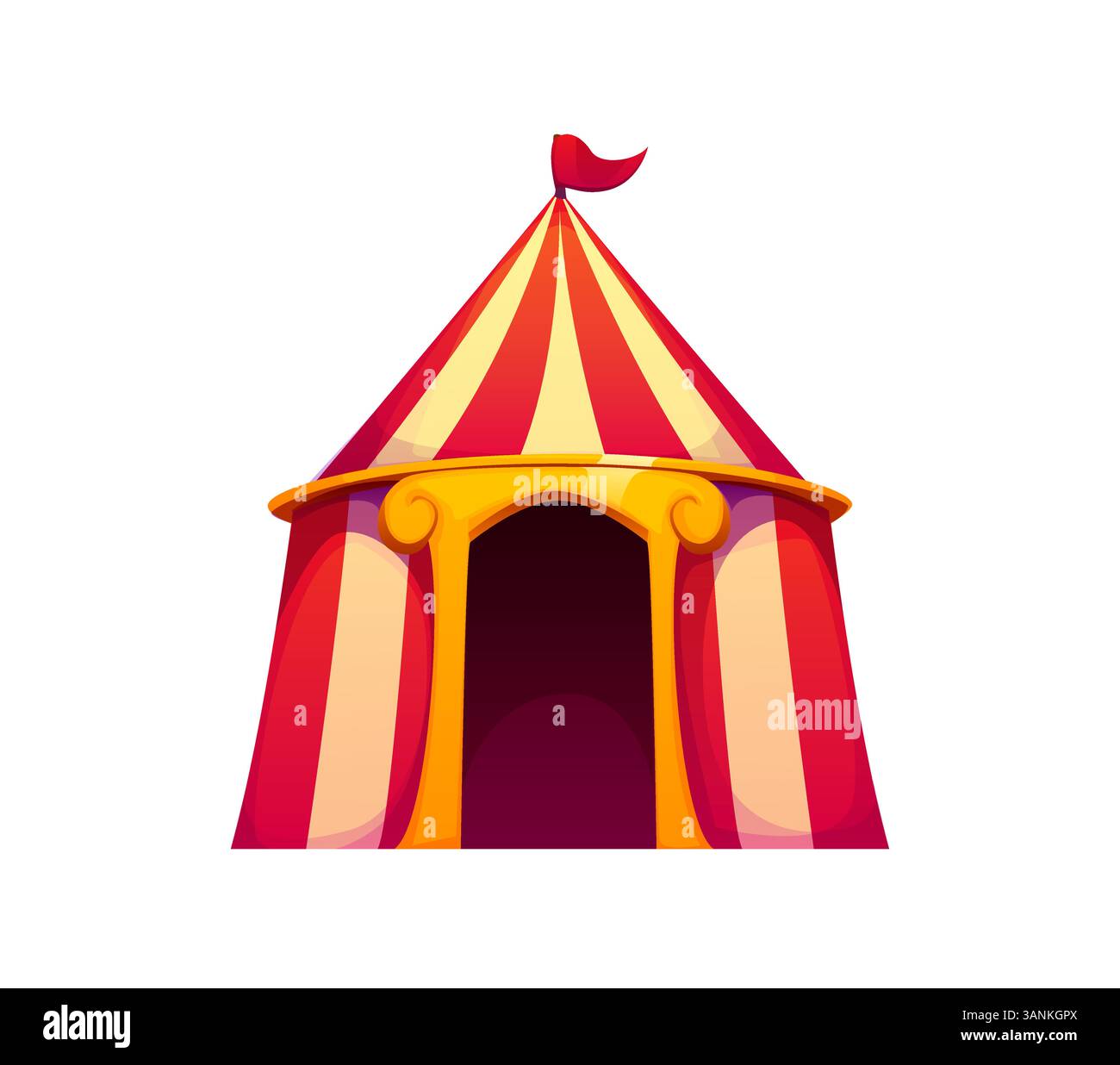 Cartoon letter A as vibrant big top tent, circus font, retro carnival ...