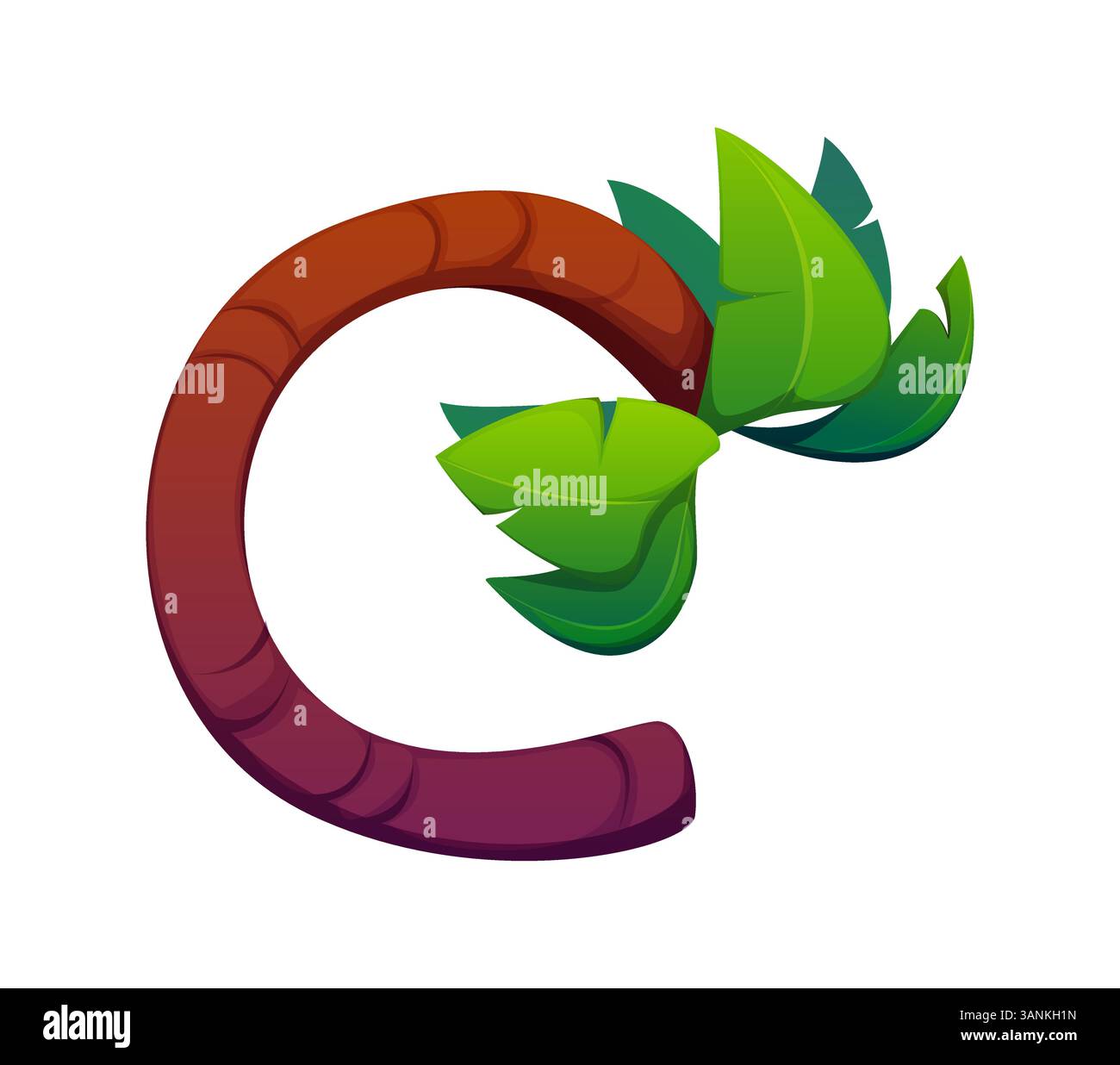 Summer vacation party cartoon font palm tree letter C. Summer travel ...