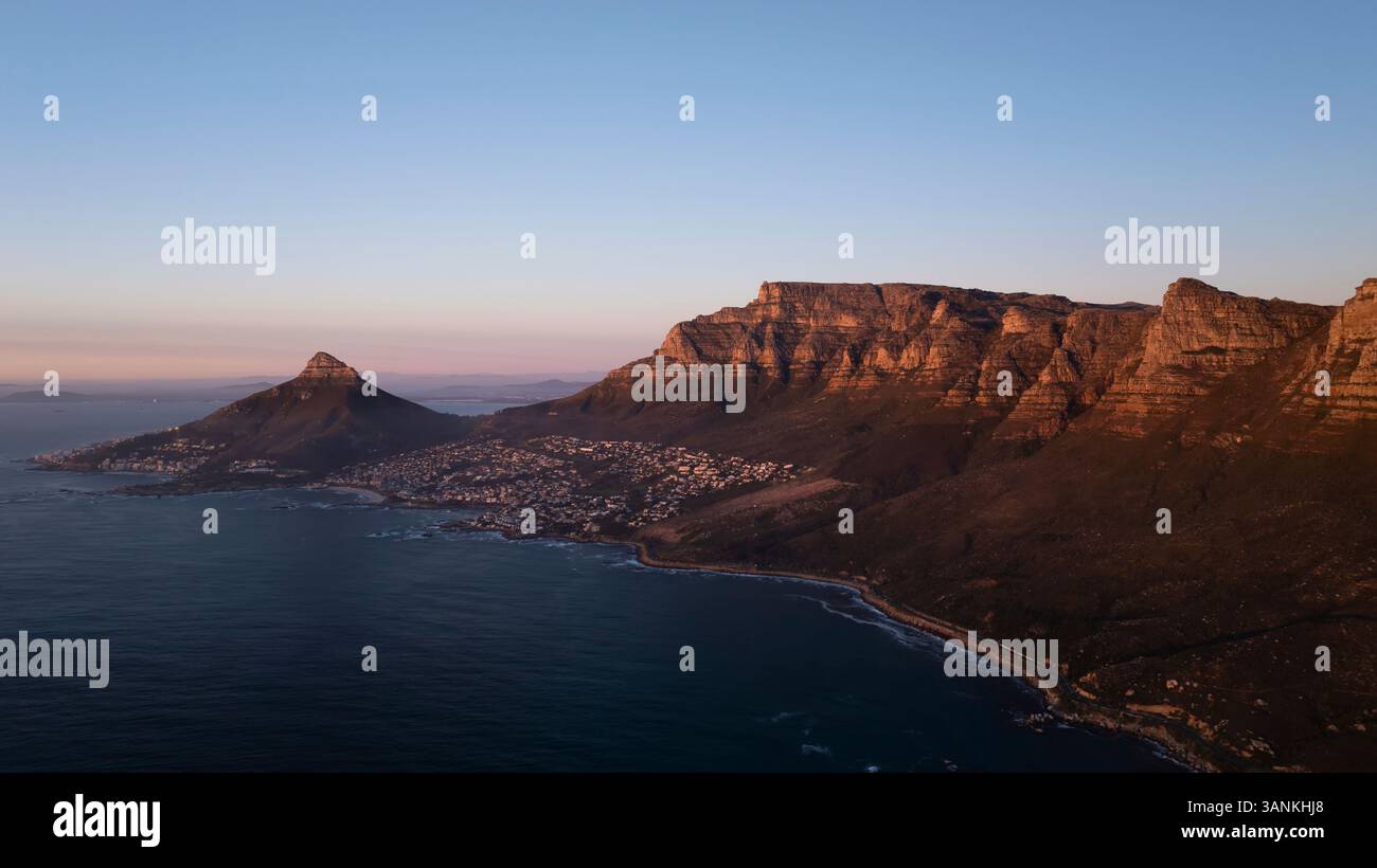 Aerial view of the majestic 12 Apostles and Table Mountain with a ...