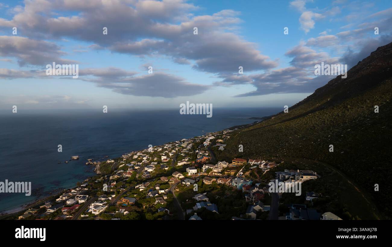 Aerial view of beautiful coastal landscape with clouds and ocean, Simon ...