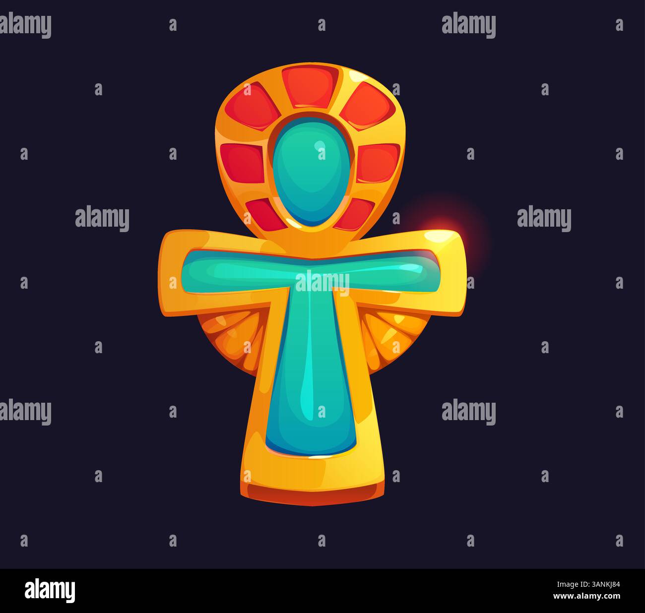 Egyptian ankh religious symbol, ancient Egypt game icon, treasure asset ...