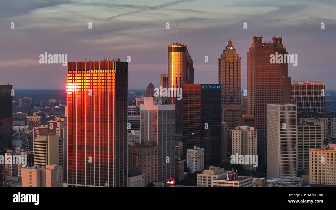 Atlanta, United States - 31 January 2025: Aerial view of downtown ...