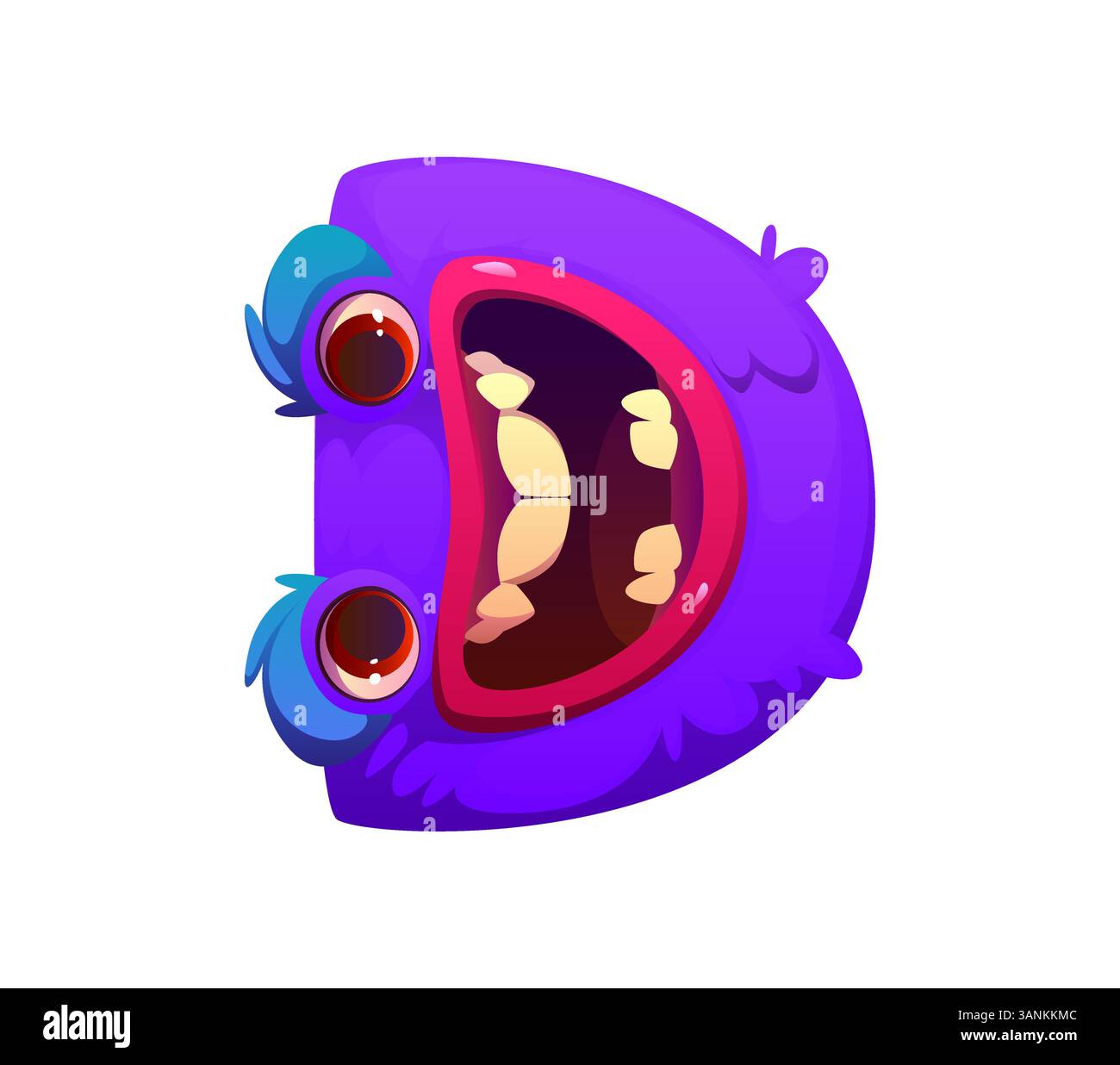Bizarre monster character cartoon font letter D. Crazy bugaboo monster ...