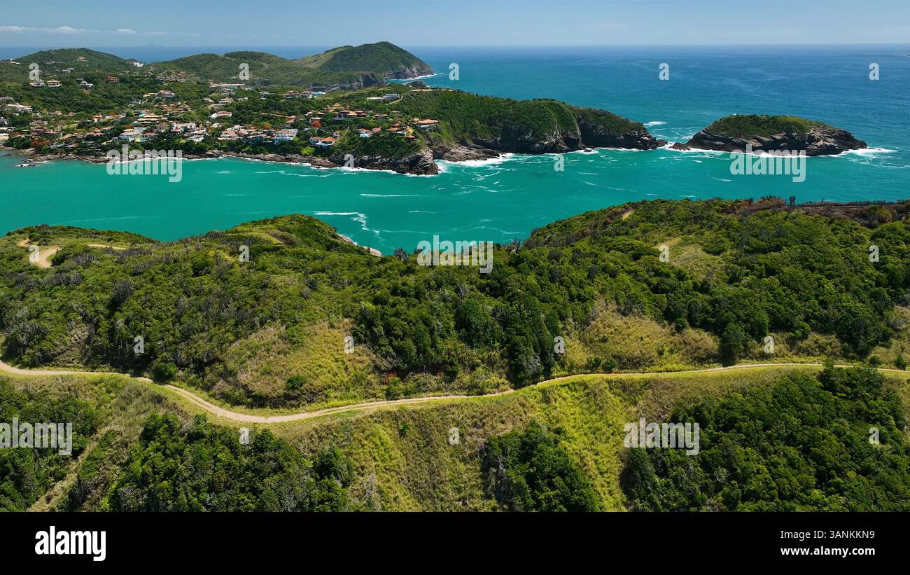 Aerial view of beautiful tropical archipelago with turquoise ocean and ...