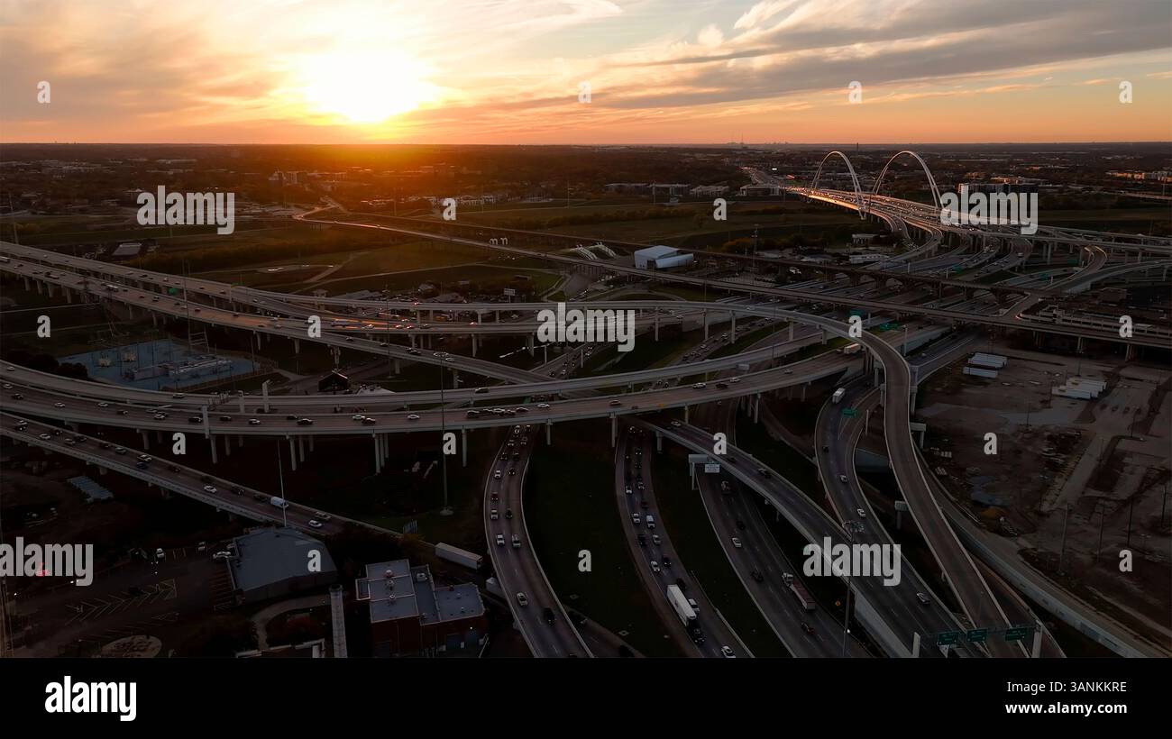 Aerial view of margaret mcdermott bridge and busy intersections at ...