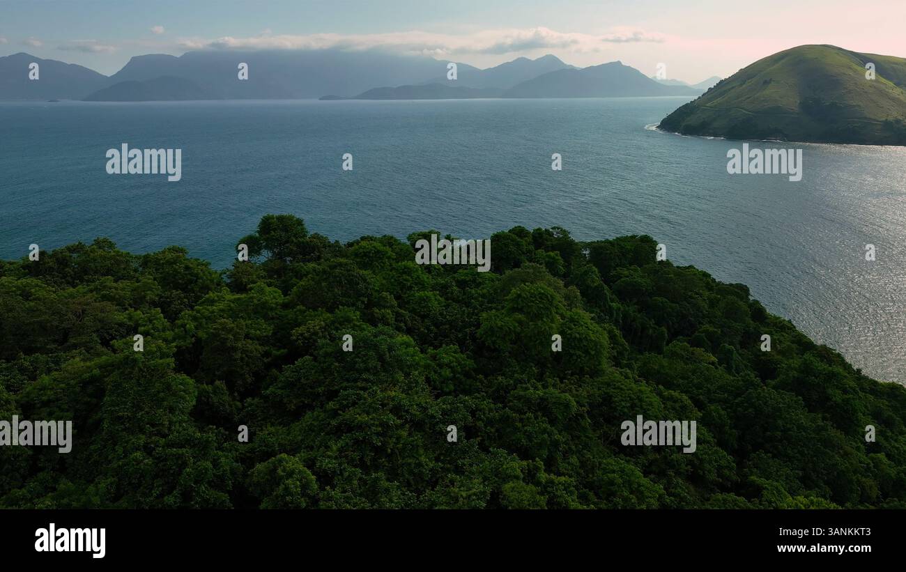 Aerial view of tropical archipelago with lush islands and serene ocean ...