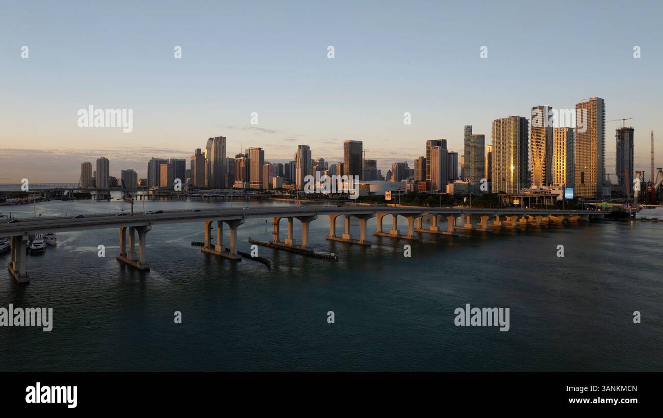 Aerial view of the beautiful skyline with modern skyscrapers over ...