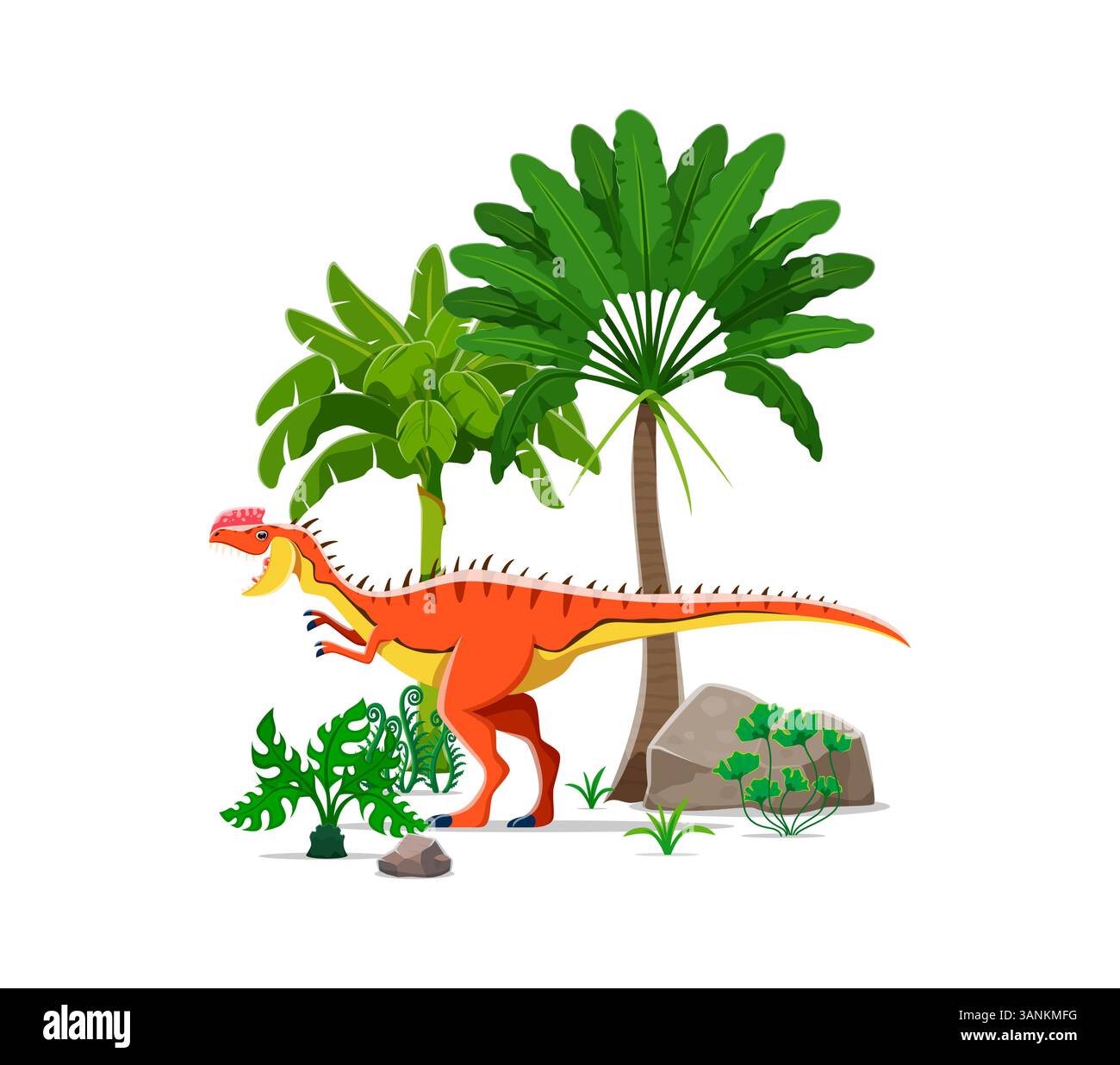 Dinosaur Monolophosaurus or prehistoric lizard for kids dino character ...