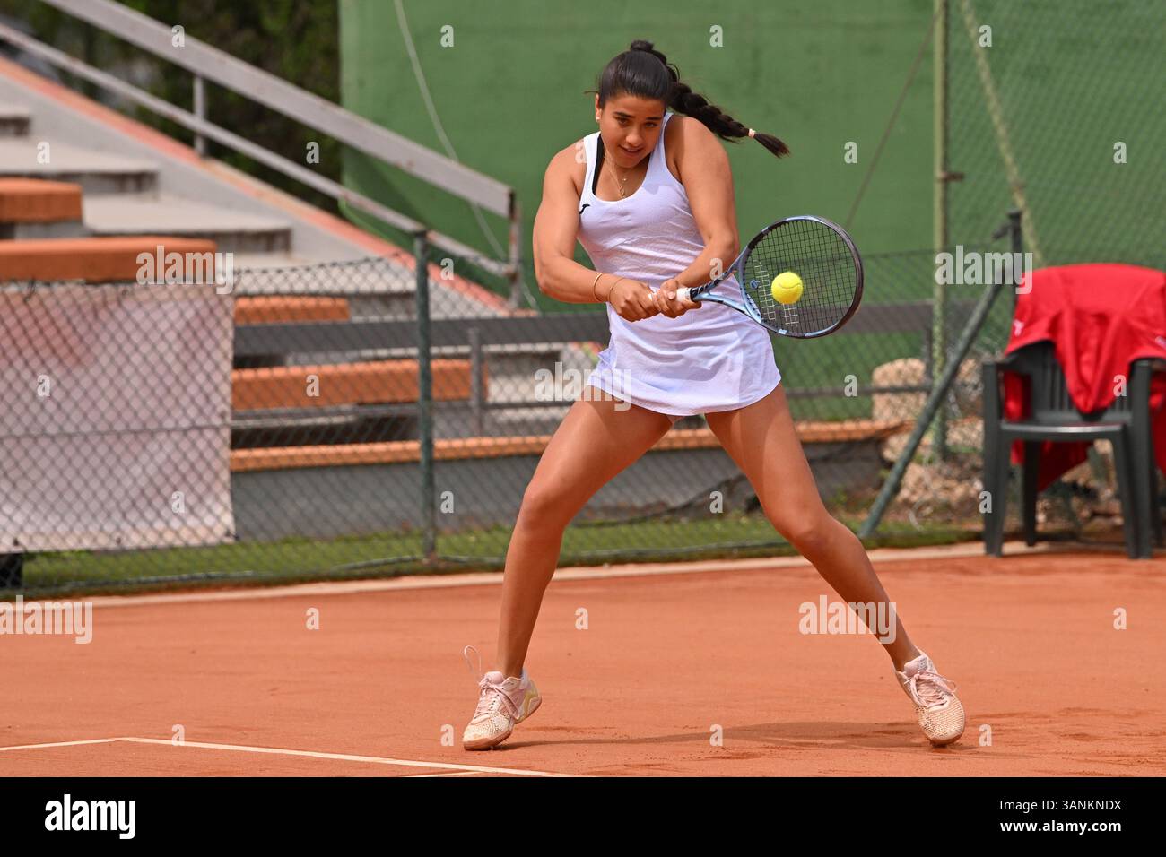 Madrid, Madrid, Spain. 14th Apr, 2025. RUTH ROURA LLAVERIAS playing match of the X ITF W100 ...