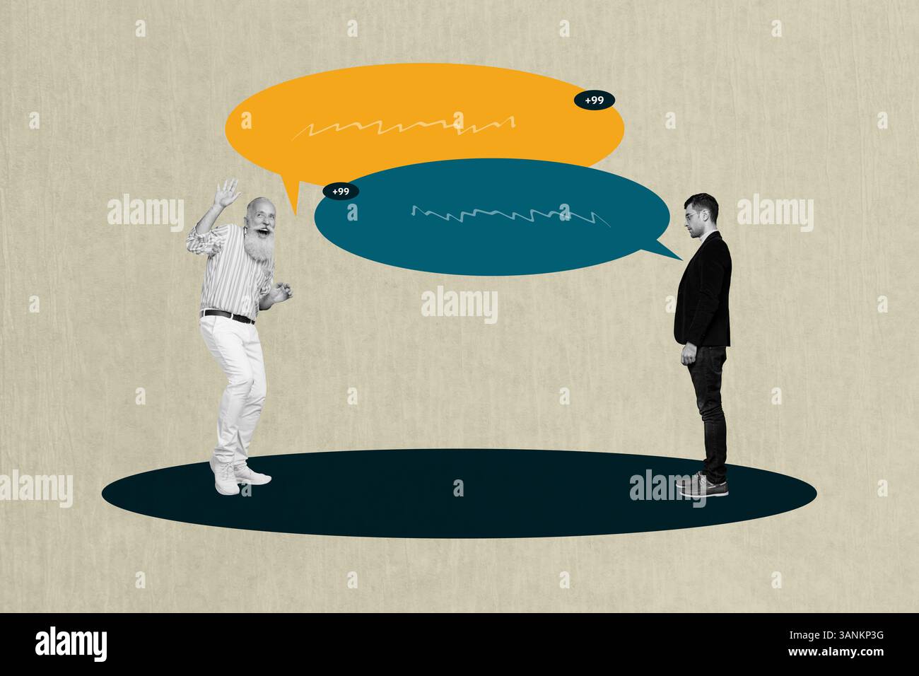 Image template collage of people speaking text box on khaki color ...