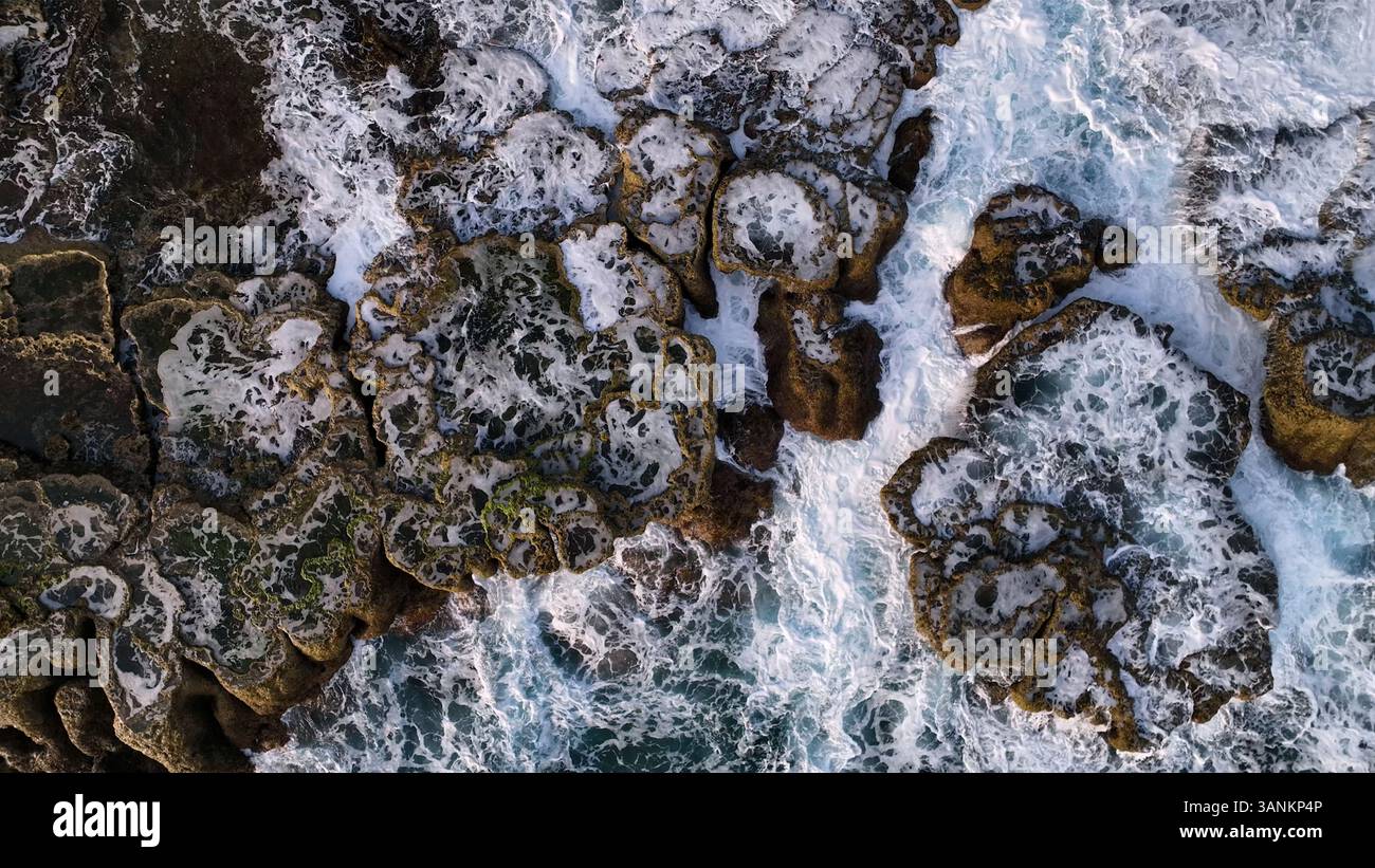 Aerial view of beautiful tropical island reef with clear blue ocean and ...