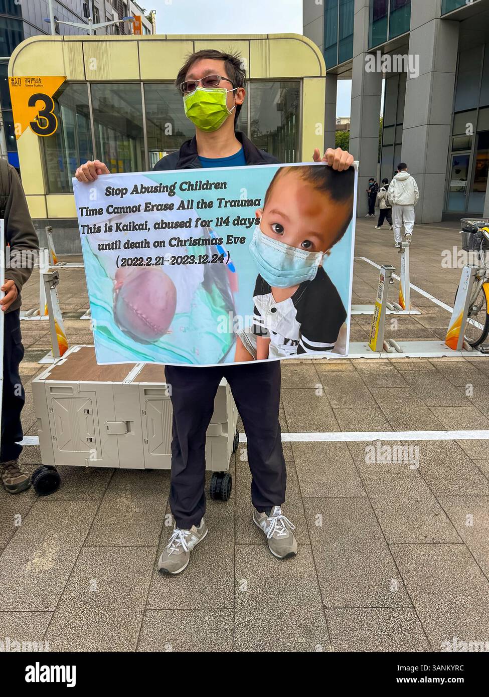 Taipei, Taiwan, Portrait Local Taiwanese Man Holding Protest Poster ...
